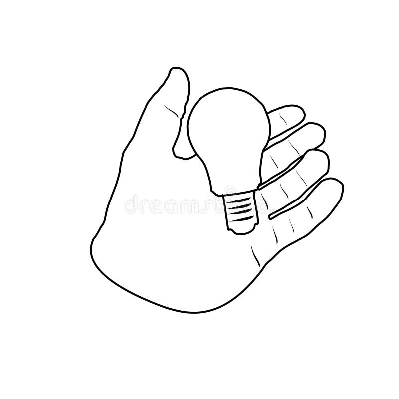 Light bulb in hand icon stock illustration. Illustration of isolated ...