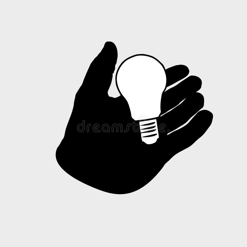 Light bulb in hand icon stock illustration. Illustration of power ...