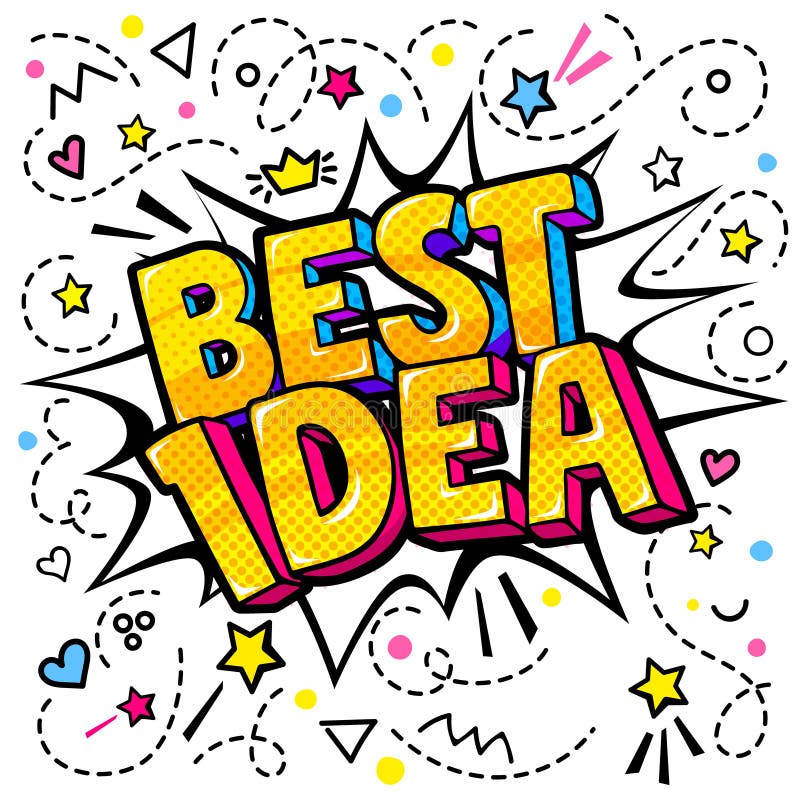 Concept of Idea. Message Best Idea in Pop Art Style Stock Vector ...