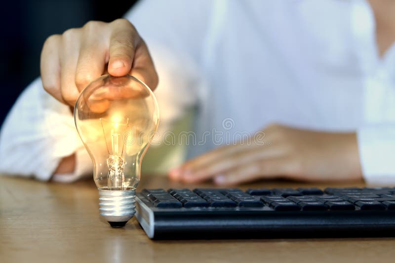 Concept Ideas and Light Bulbs with Connecting Wires. Business People ...