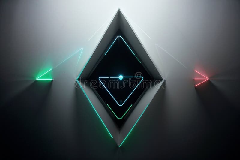 Illuminating White Triangle in Neon Lights.AI Generated Stock ...