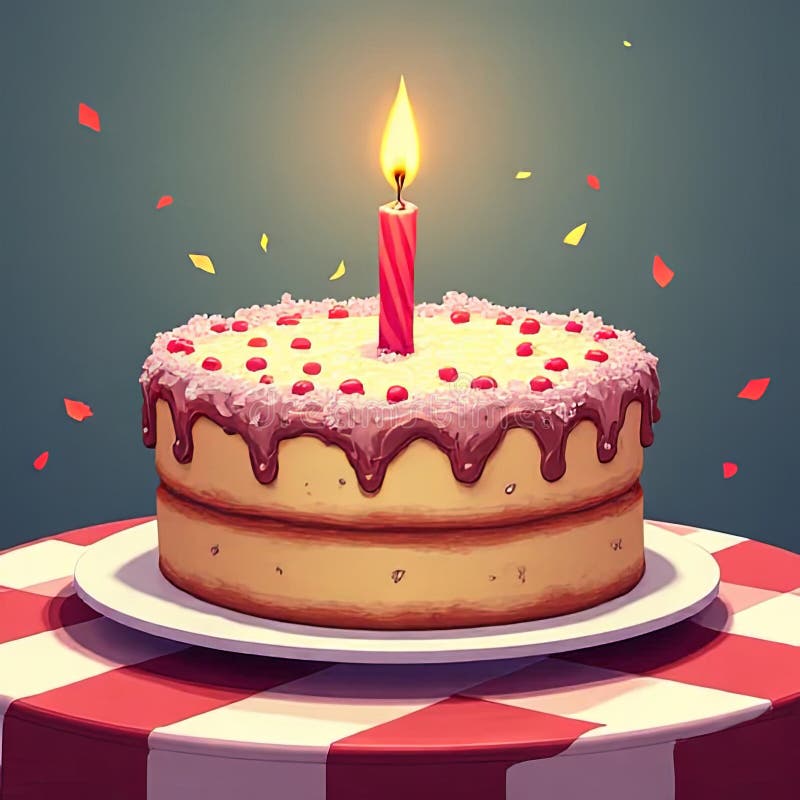 The Concept of Illustrating a Birthday Cake on the Table.created with ...