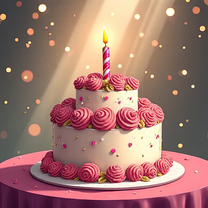 The Concept of Illustrating a Birthday Cake on the Table.created with ...