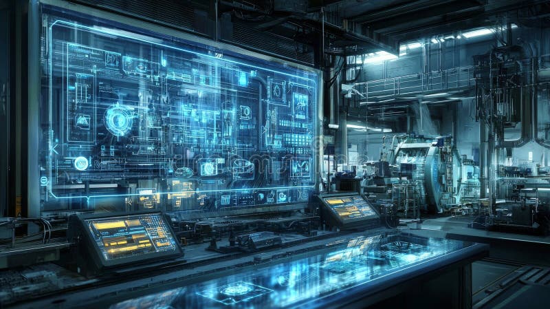 Concept Illustrating the Digitalization of a Factory Environment, with ...