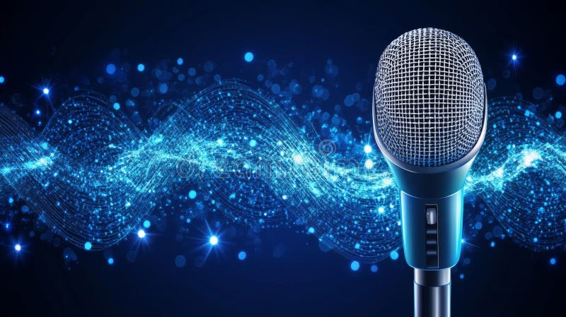 Concept Illustration of an Audio Podcast with a Microphone and a ...