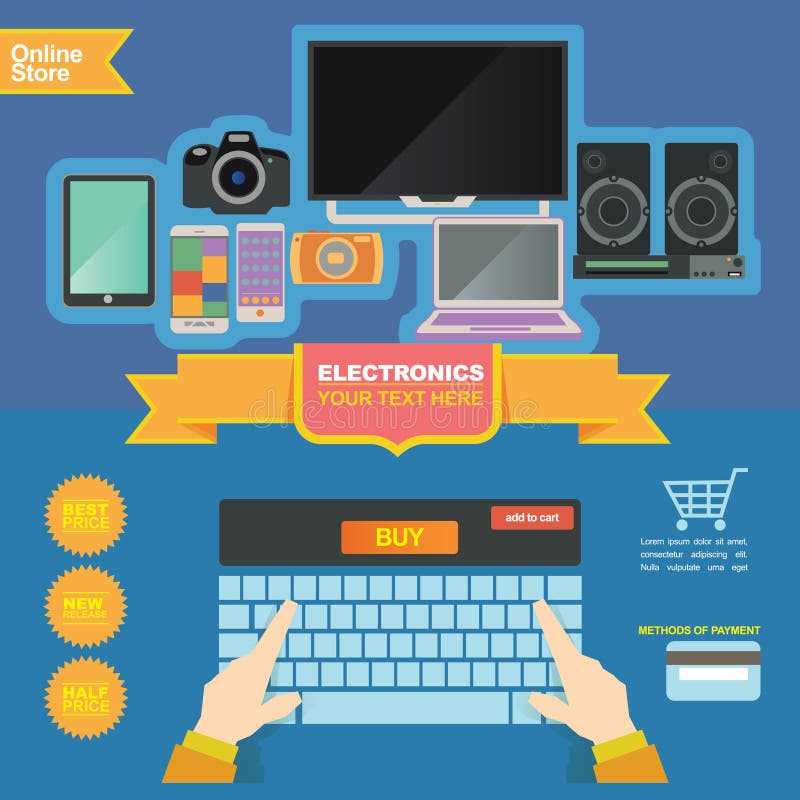 Concept Illustration Banner Template For Electronics Store And On Line ...