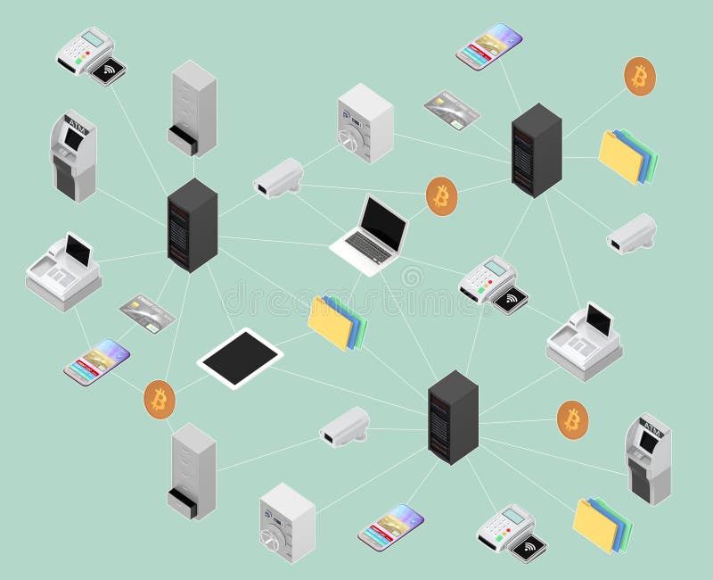Concept Illustration for Blockchain Network Stock Illustration ...