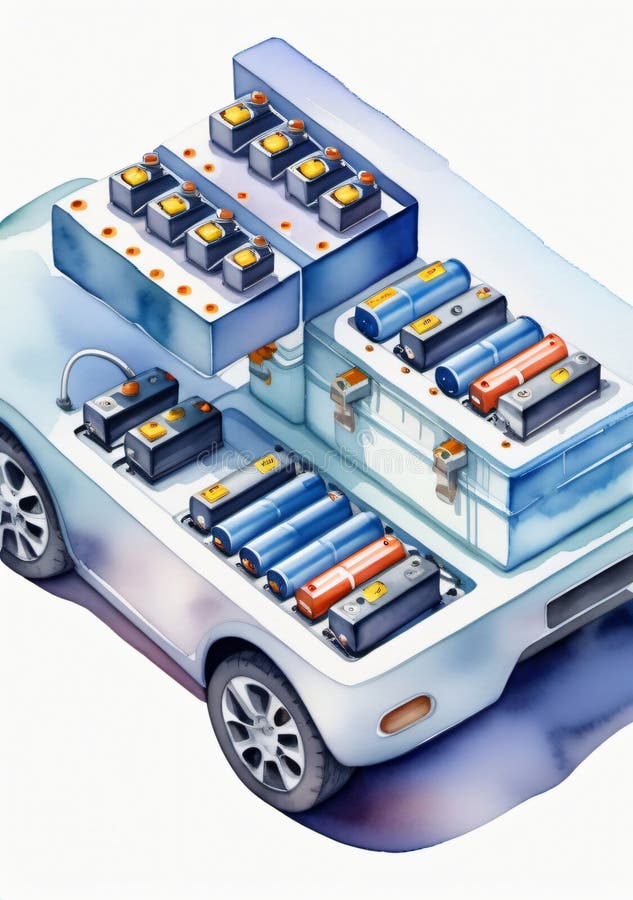 An Illustration of a Car with Batteries Attached To the Back ...