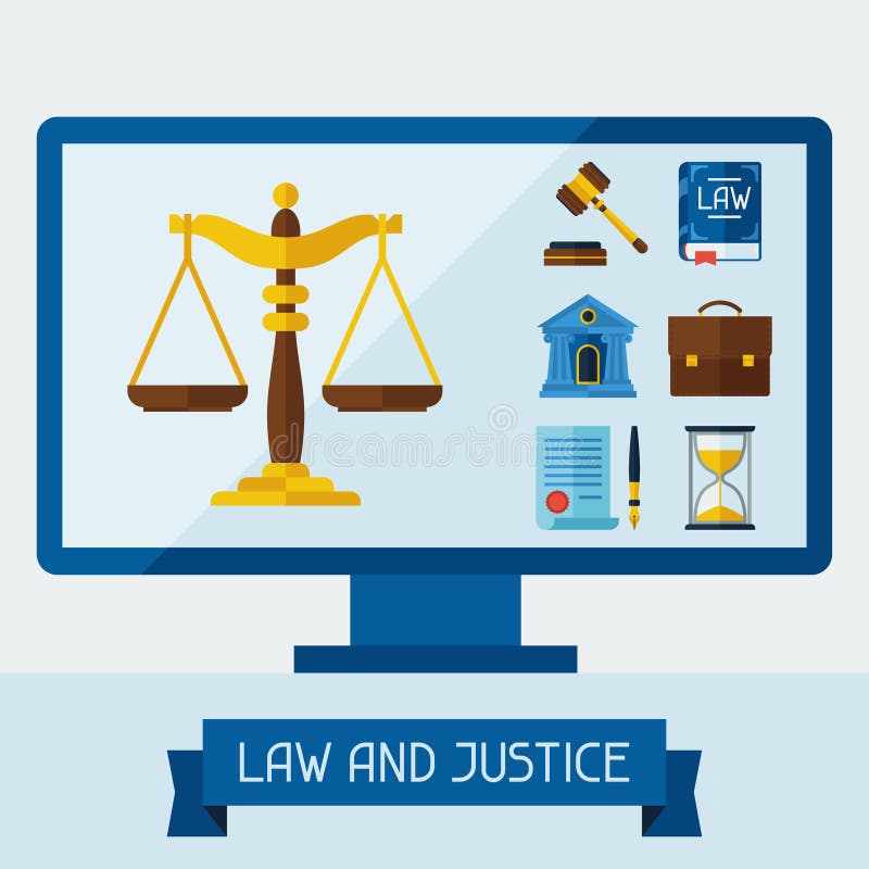 Concept Illustration with Computer and Law Icons Stock Vector ...
