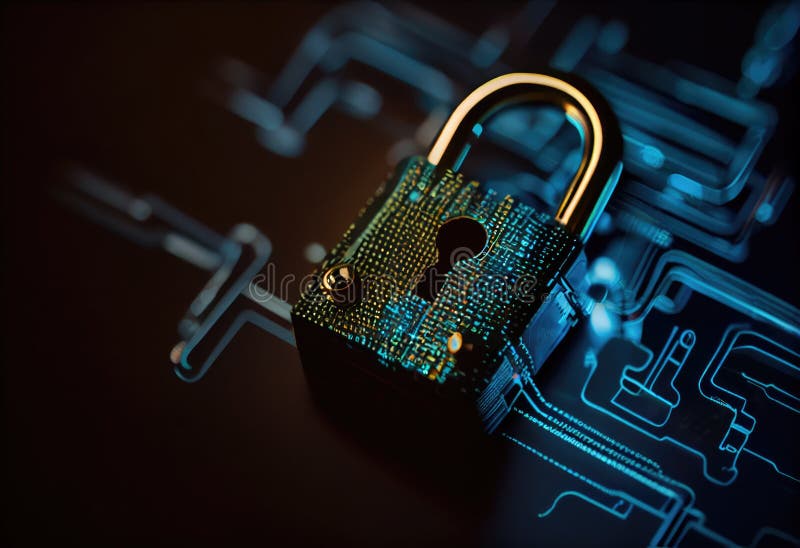 Cyber Security Lock. Internet Technology Concept of Cybersecurity and ...