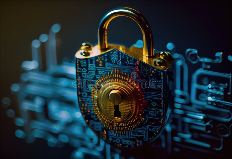 Cyber Security Lock. Internet Technology Concept of Cybersecurity and ...
