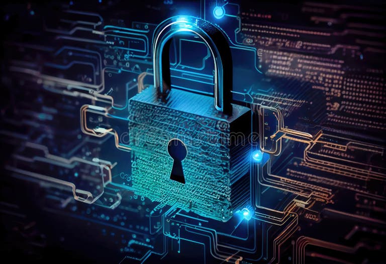 Cyber Security Lock. Internet Technology Concept of Cybersecurity and ...