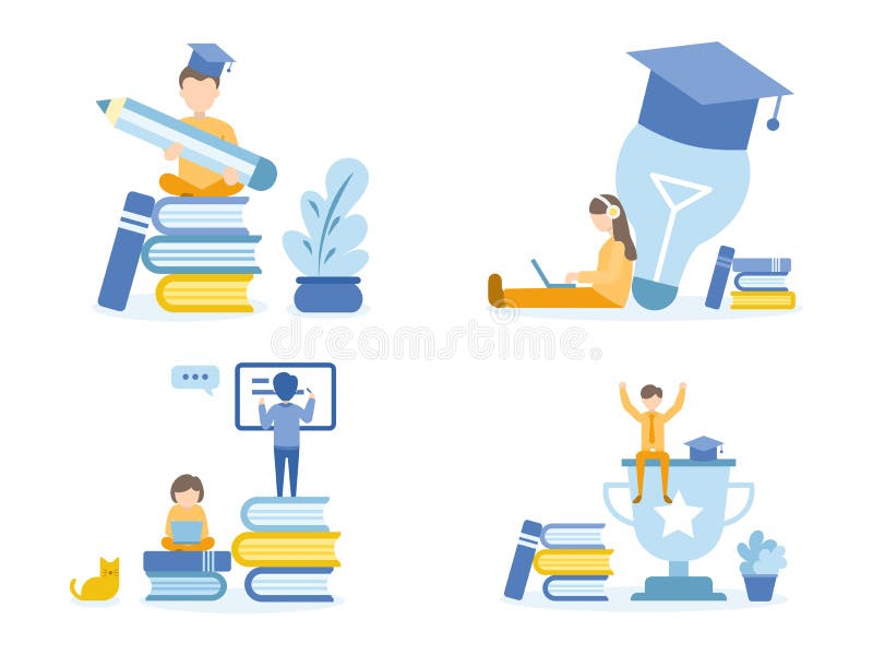 Concept Illustration of Education for Training, Studying, E-learning ...