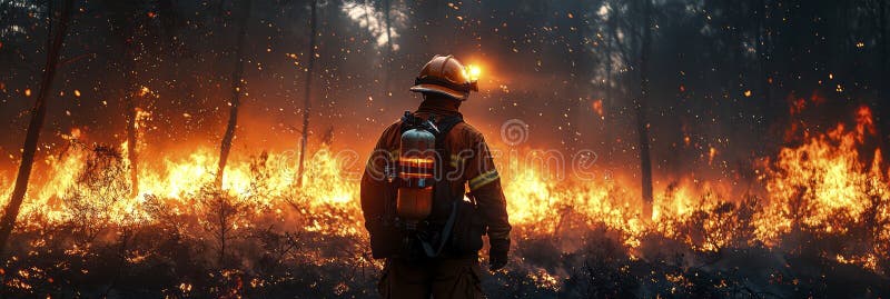 A Firefighter Fighting a Natural Disaster. the Concept of Fighting a ...
