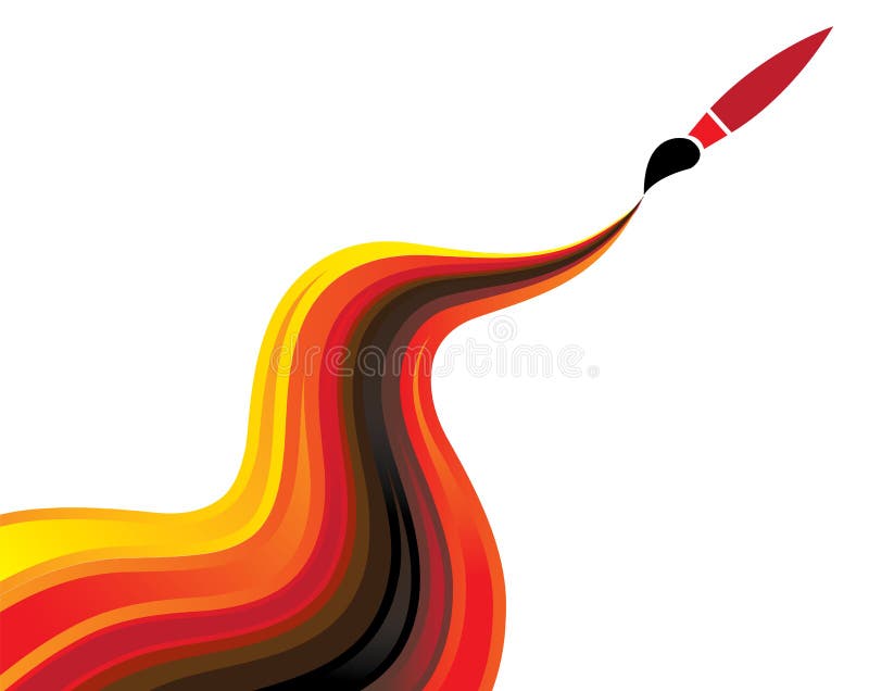 Concept Illustration of Flowing Paint & Brush Stock Vector ...