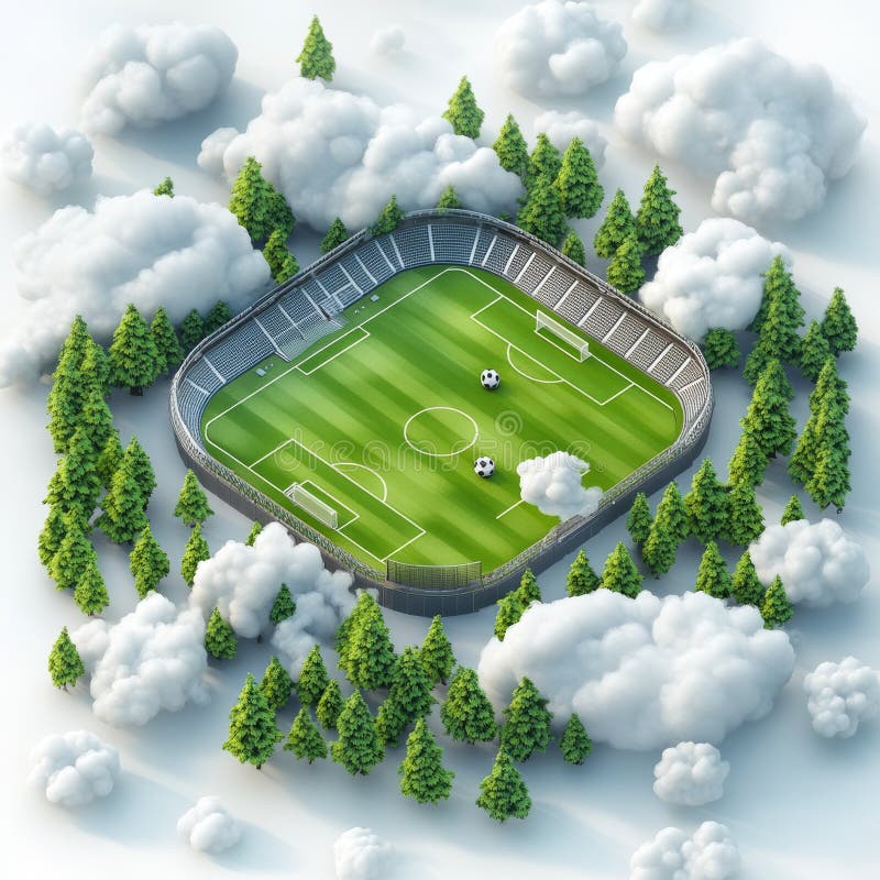 Concept Illustration of a Modern Soccer Stadium from the Air Stock ...