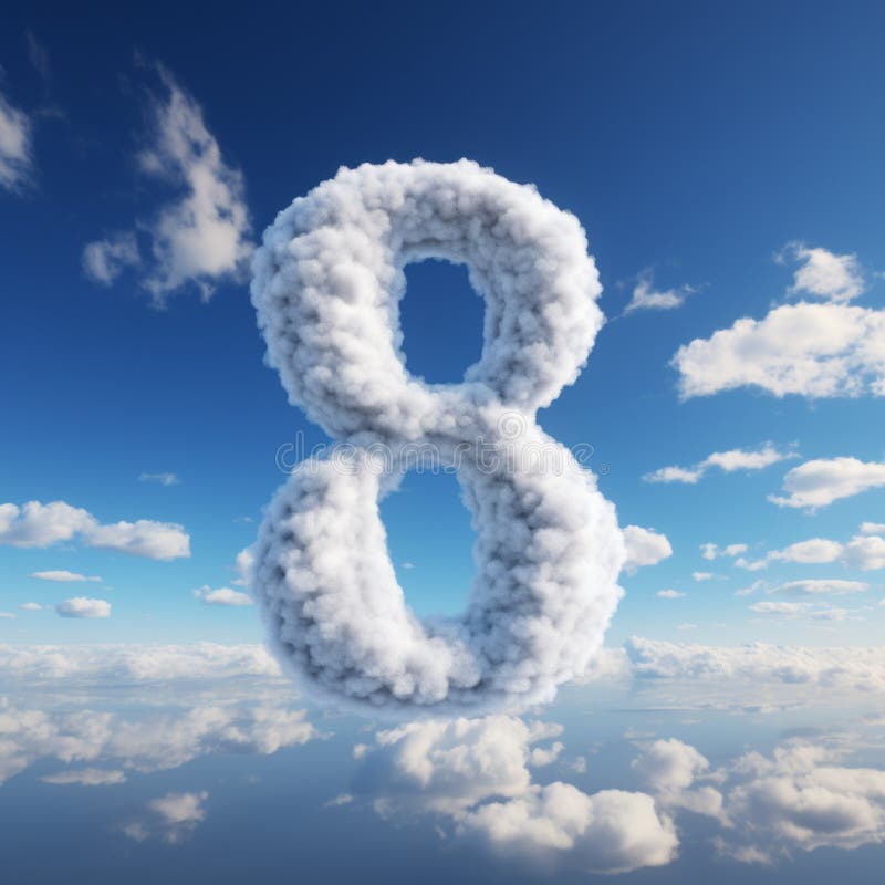 Hyperrealist 3d Sculpted Clouds Forming Number Eight in the Sky Stock ...