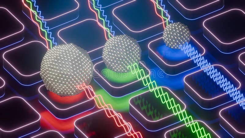 Quantum Dot Size Determines Wave Color in 3D Rendering Stock ...