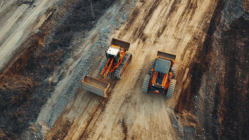 Road Construction Equipment is Working on a Section of Road, Creating ...