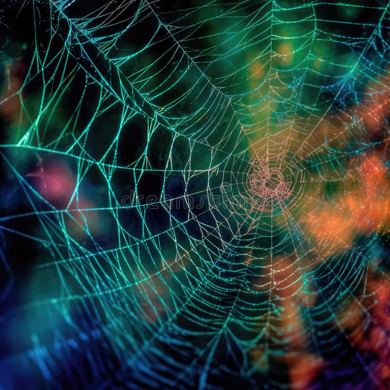 Abstract Illustration of a Shiny Spider Web on a Colored Background ...