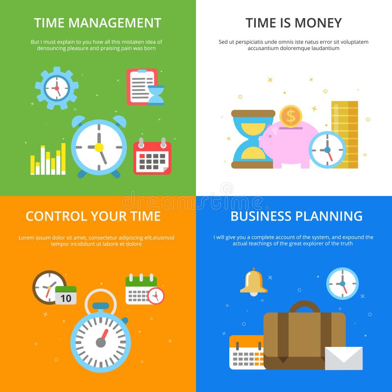 Concept Illustrations at Time Management Theme. Vector Pictures in ...
