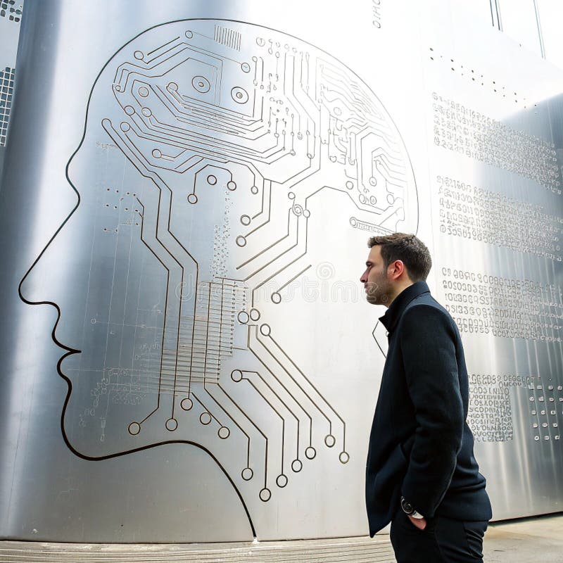 Big Data and Artificial Intelligence with Cyber Mind Stock Illustration ...