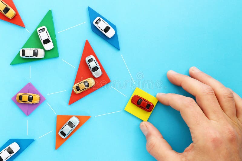 Concept Image of Cars Following the Leader. Idea of Success and ...