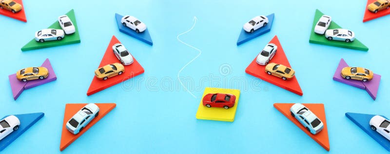 Concept Image of Cars Following the Leader. Idea of Success and ...