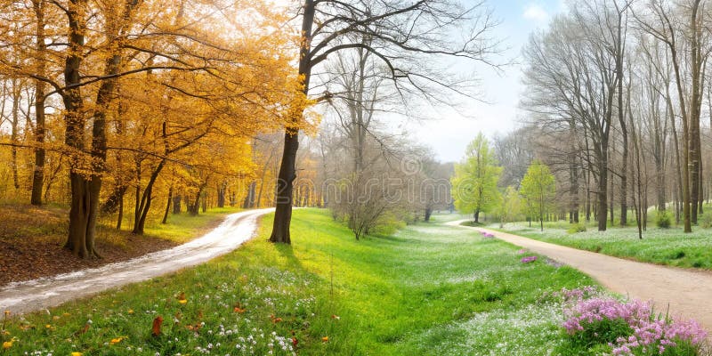 Concept Image. the Change of Seasons Stock Illustration - Illustration ...