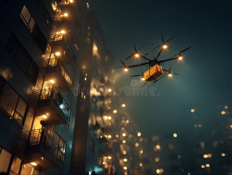 A Concept Image Depicts Future Delivery Services Utilizing Drones ...