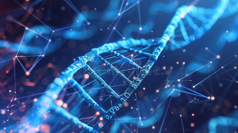 Concept Image of DNA and Digital Binary Code Interlinking, Showcasing ...