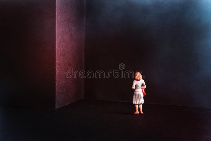 Concept Image of Getting Stuck Dead End Situation. Woman Standing in ...