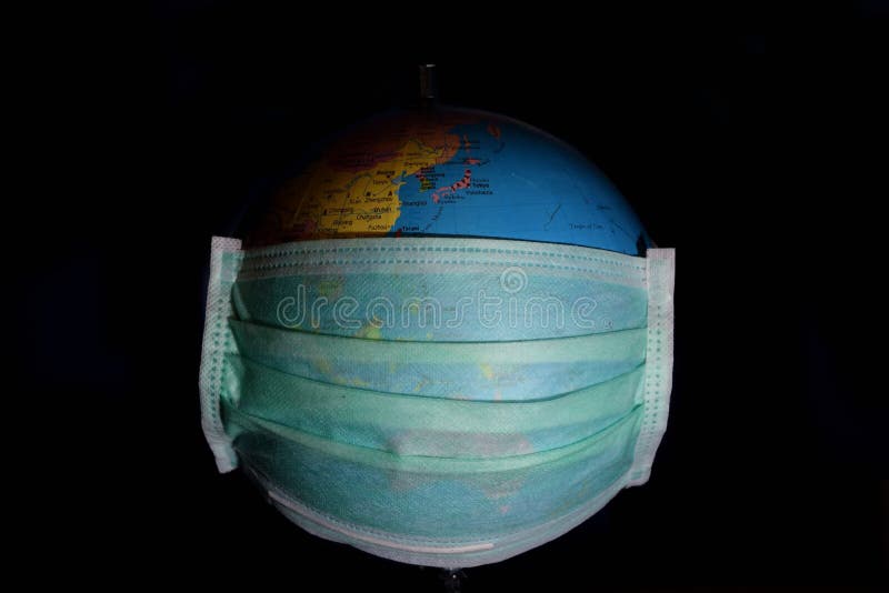 Concept Image of the Globe is Covered with a Protective Mask Stock ...