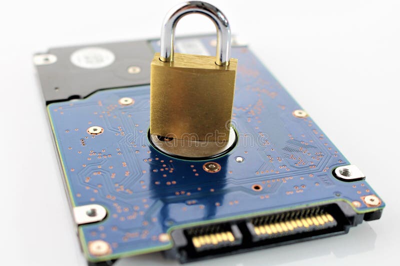 An Concept Image of a Hard Drive with a Lock Stock Photo - Image of ...