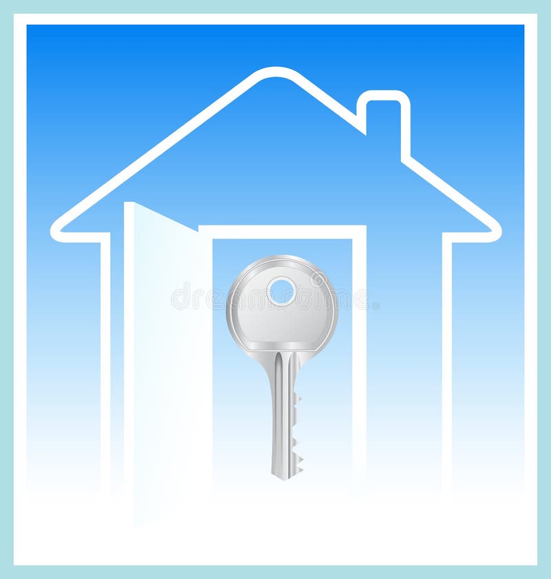 Concept with Image House and Key on Sky Background Stock Vector ...