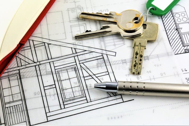 An Concept Image of a House Plan and with Key Stock Photo - Image of ...