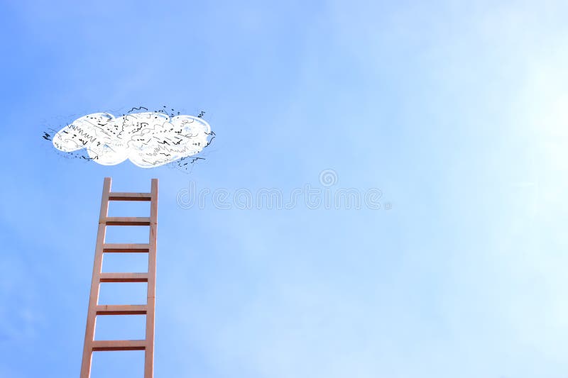 Concept Image of Ladder Reaching the Clouds, Goal Achieving and ...
