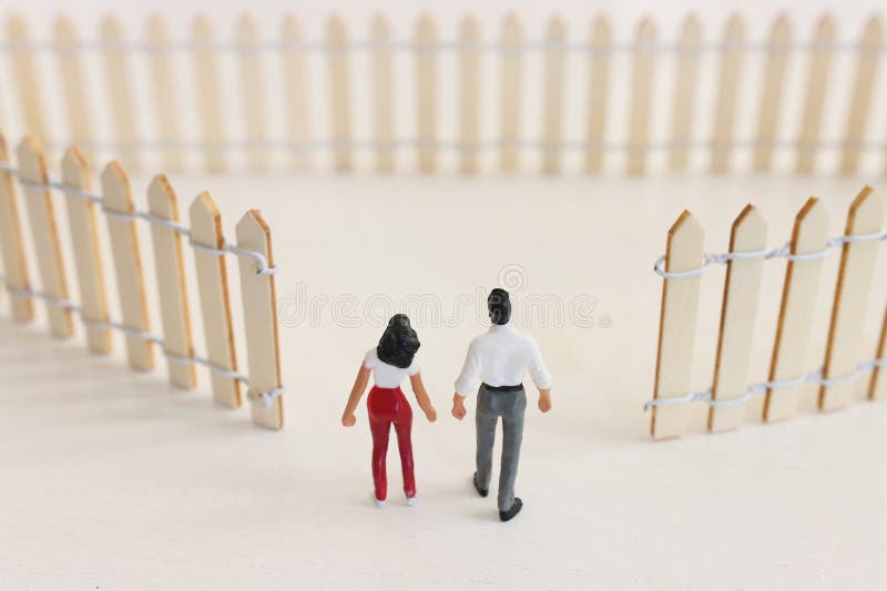 Concept Image of Man and Woman Facing Barrier that Blocks Them. Idea of ...