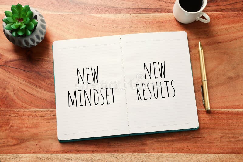Concept Image with New Mindset New Results Text. Top View of Office ... Concept Image with New Mindset New Results Text. Top View of Office ...