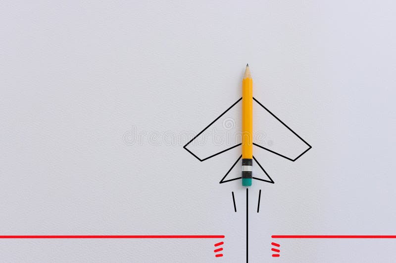 Concept Image of a Pencil in an Airplane Metaphor. Idea of Leadership ...