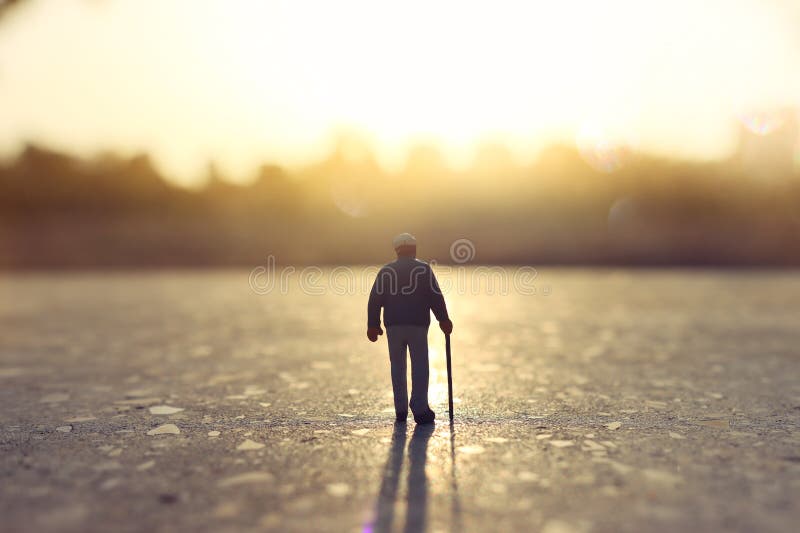 Concept Image of Senior Person Figure Looking at the Sunset Stock Image ...