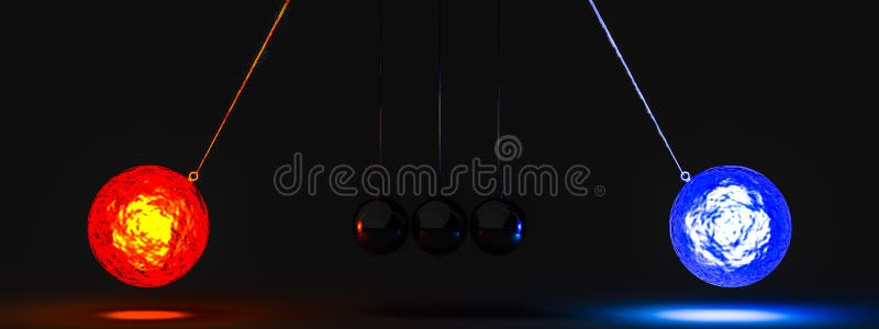 Concept Image Showing a Collision with Two Fireballs Stock Illustration ...