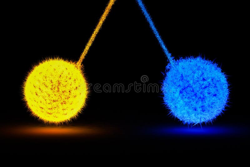 Concept Image Showing a Collision with Two Fireballs Stock Illustration ...