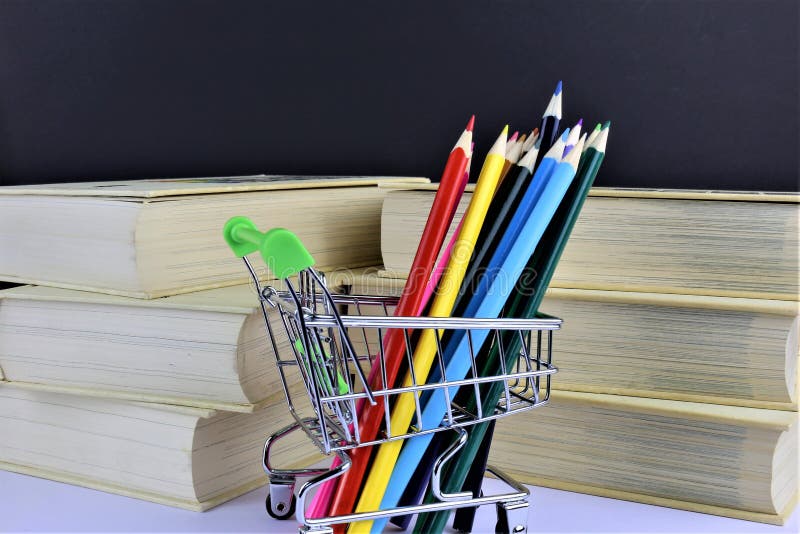 An Concept Image Of Some Colorful Pencils With Some Books And Copy ...