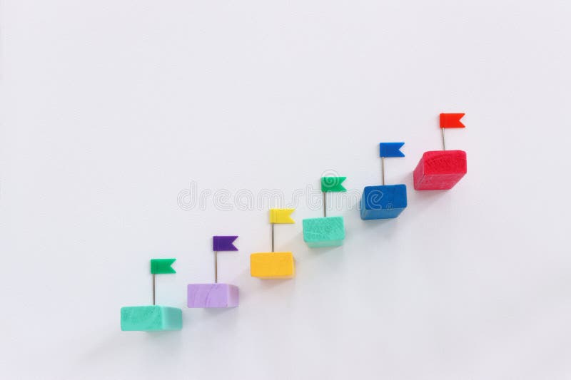 Concept Image of Stairs and Flag. Idea of Setting Goals and Targets ...