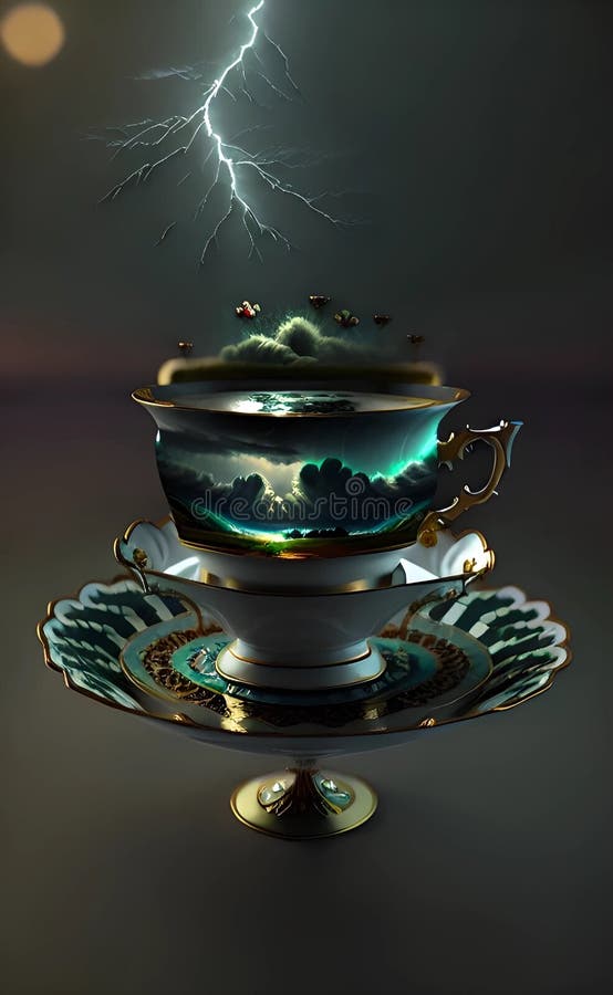 Conceptual Image, Storm in a Tea Cup, Generated by Ai. Stock ...
