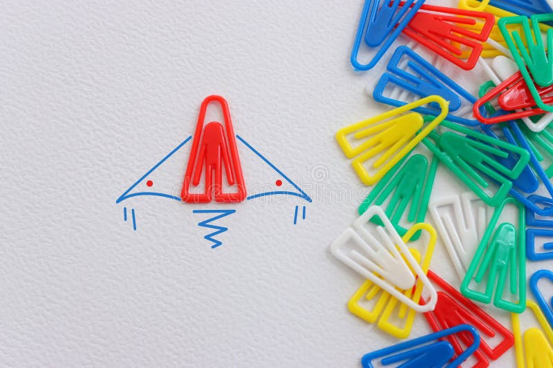 Concept Image of Unique Thinking. Paper Clips in the Shape of Airplane ...
