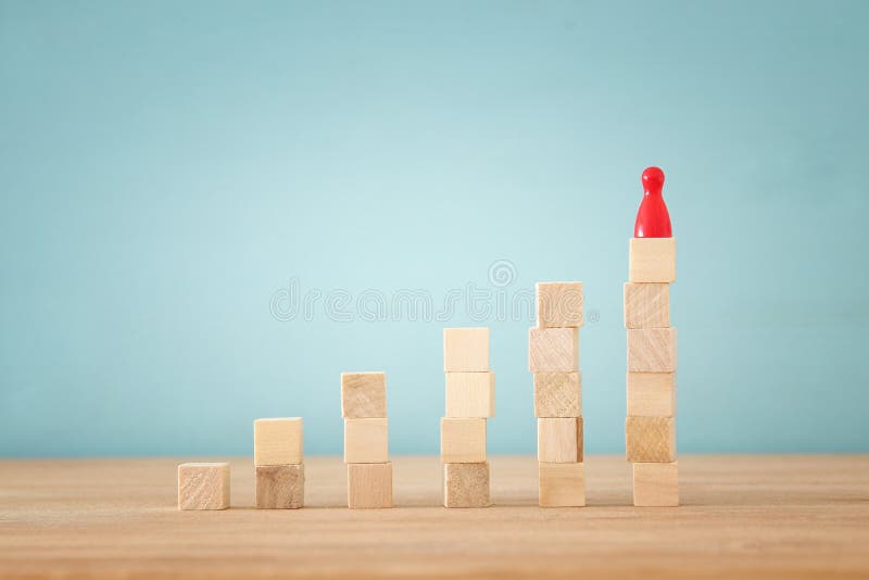 Concept Image of Wood Blocks Stacking As Chart or Ladder. Concept for ...