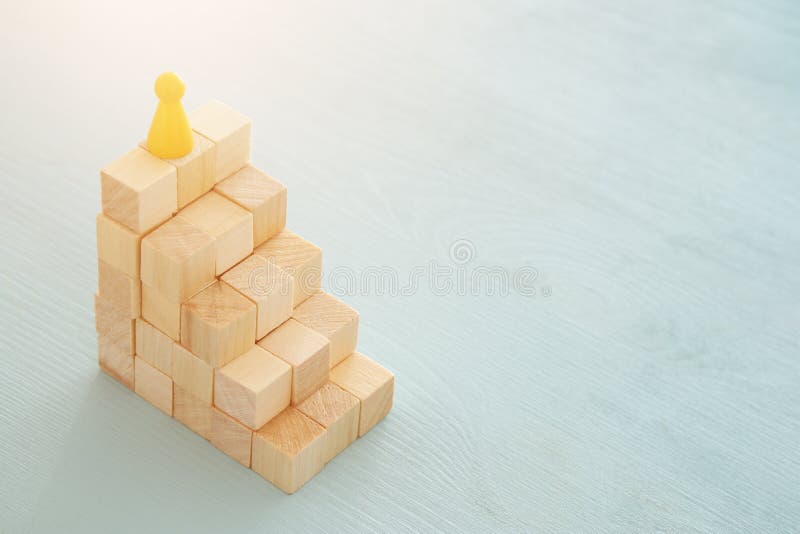 Concept Image of Wood Blocks Stacking As Chart or Ladder. Concept for ...