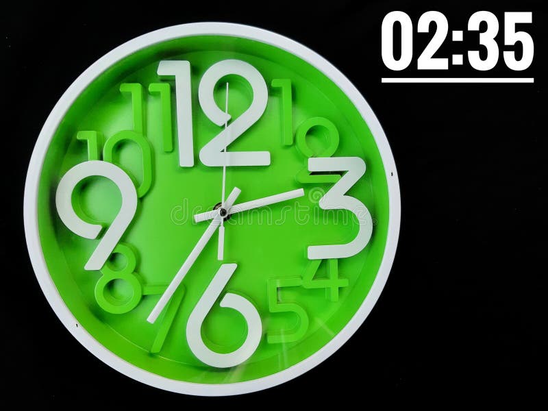 Concept Image with Word 2:35.Clock on Black Background.Time is 02:35 am ...